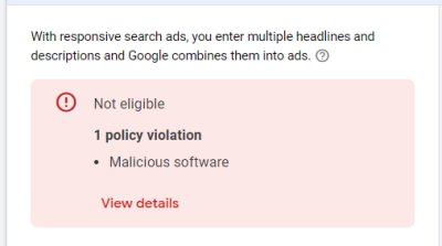 Ads Disapproved for Malicious Software: How to Resolve It