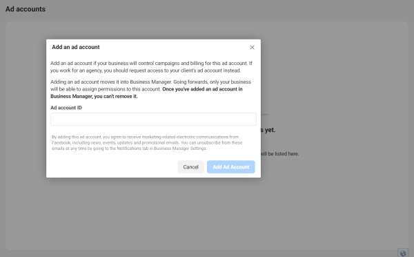 Simple walkthrough to create Facebook ad account in 5 steps